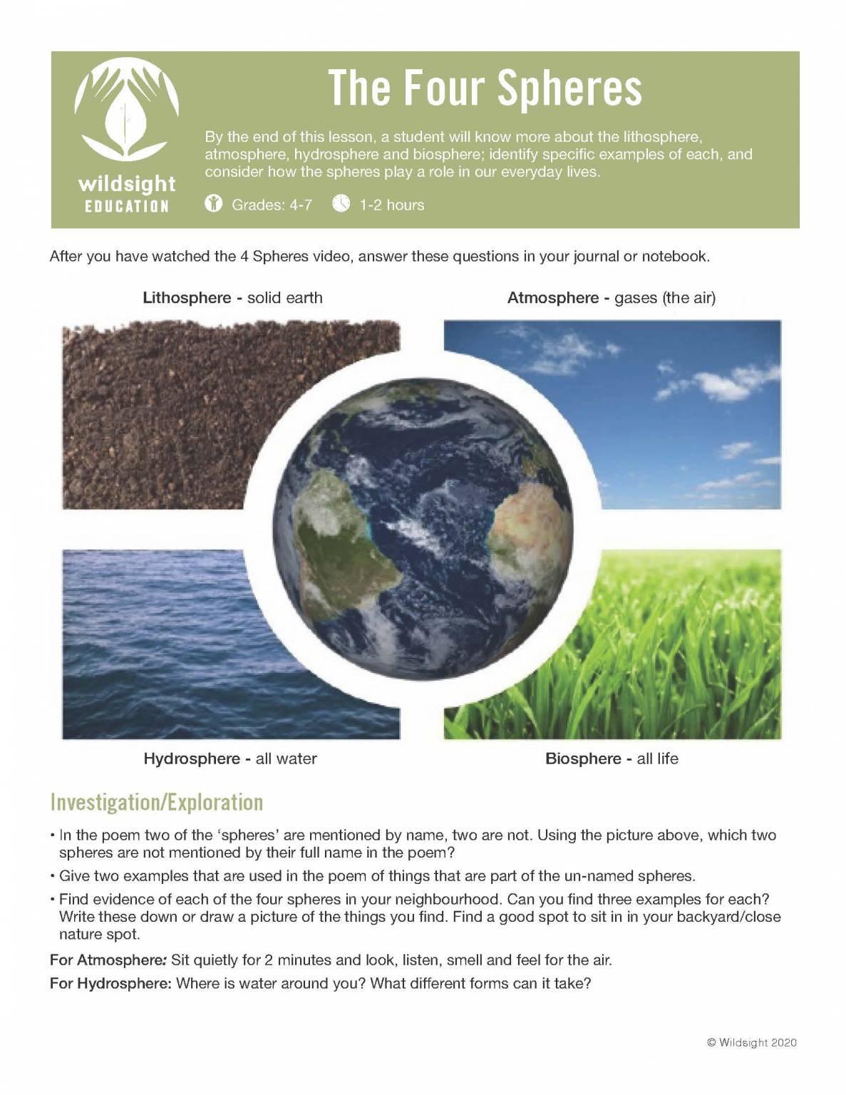 Earth s 4 Spheres 4 7 Wildsight Earth s 4 Spheres 4 7 Wildsight